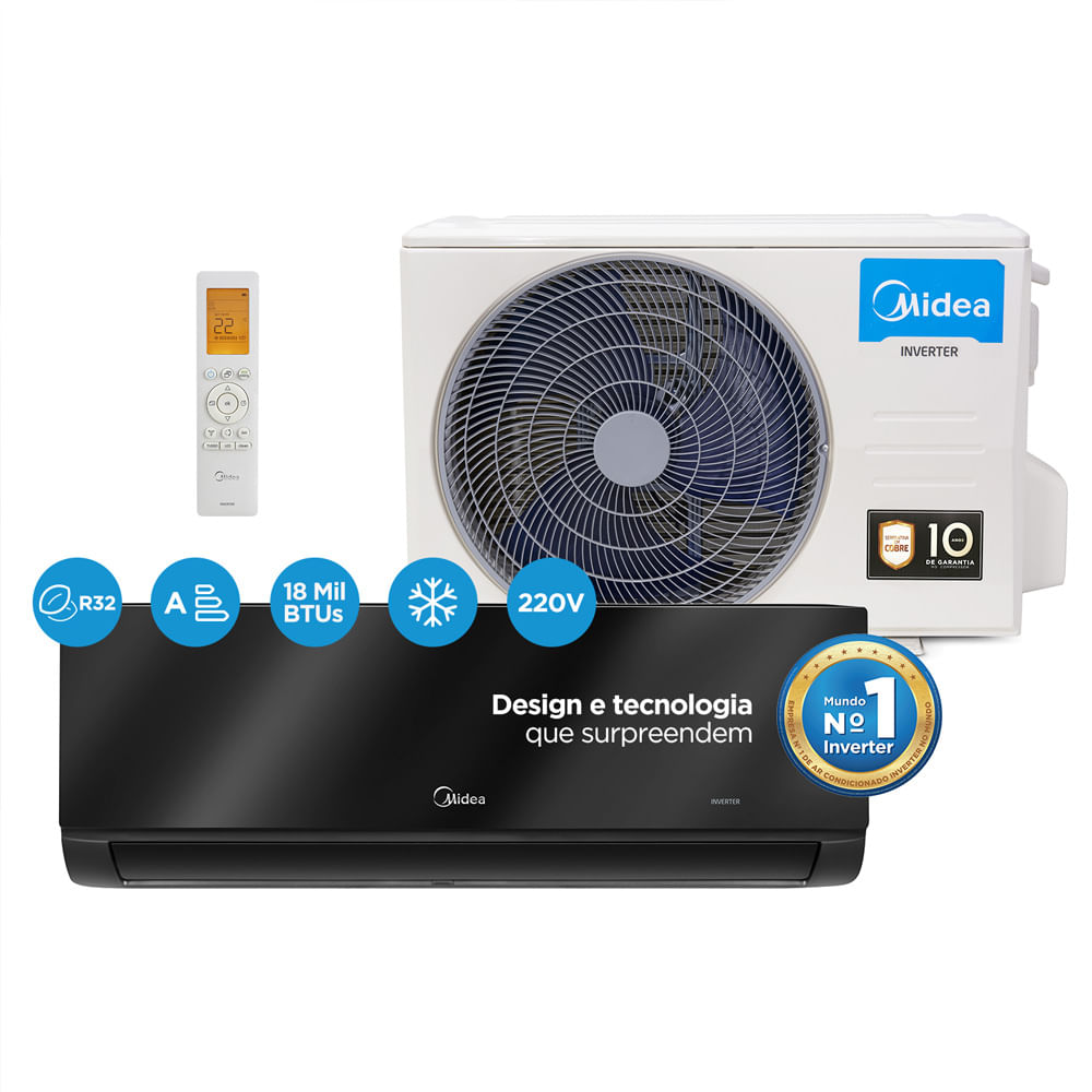 Ar-Condicionado Split Hi-Wall Midea Inverter Xtreme Save Connect Black Edition 18.000 BTU/h ...